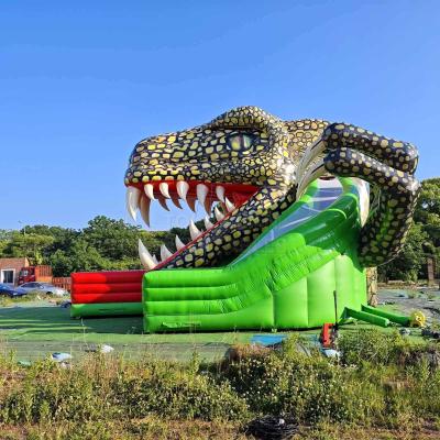 China Commercial Giant Crocodile Inflatable Slide with Open Mouth Entrance and Safety Side Walls for Parks Events and Rental Business for sale