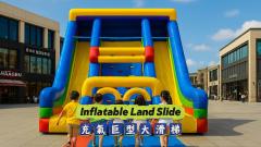 Large Inflatable Land Slide With Dual Lanes And Climbing Zone Custom Multi-Color Playground