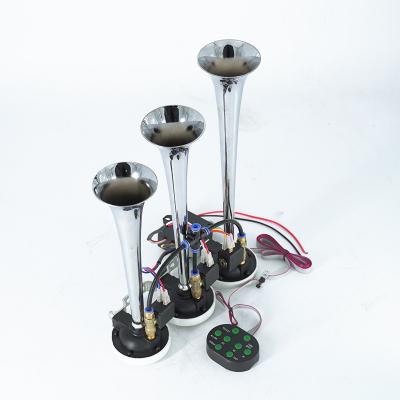 Universal Three Pipes Trumpet 8 Tone Music Air Horn 12/24V For Truck Train Boat Super Loud Metal Car Horn