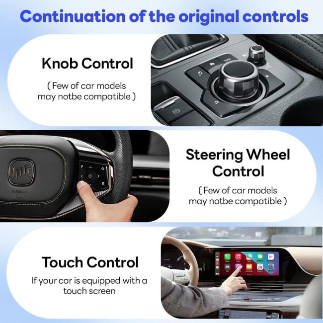 Wireless CarPlay adapter touch screen operation