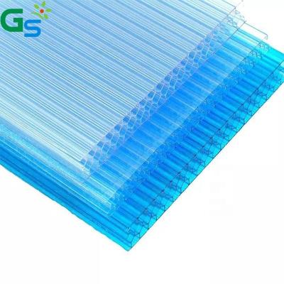 China UV Coating 50 Micor 8mm Two Layer Plastic Polycarbonate Hollow Sheet for 2100mm Width for sale