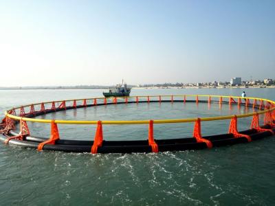 China Eco Friendly HDPE Frame Floating Cage Fish Farming Black And Yellow for sale
