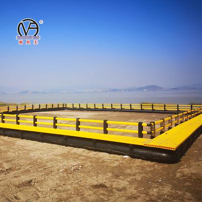 China Custom Leisure Floating Fish Cage | Walkway Equipped Water Fishing Platform for sale