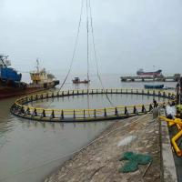 China Complete Set Round Fish Cage 80m-200m Circumference HDPE Floating Collar with Anchor System for sale