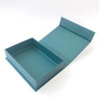 China Rectangle Blue Solid Magnetic Gift Box With Ribbon for sale