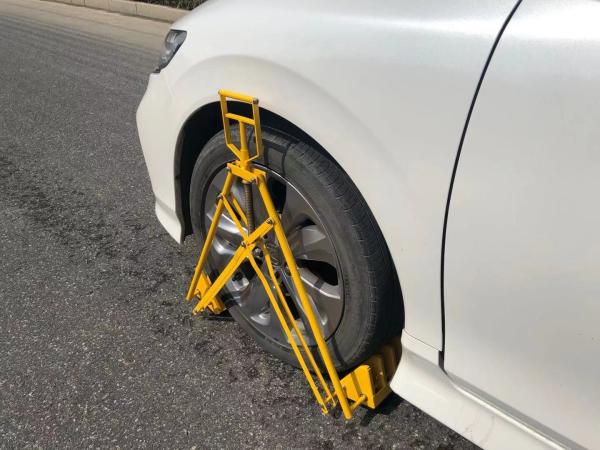 Aluminum Traffic Yellow Anti Theft Wheel Lock 6mm Rubber