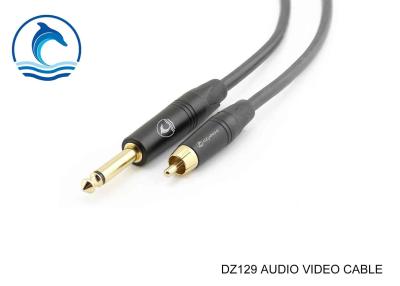China Twisted Pair Shielded Audio Cable 6.35mm Mono Plug / RCA Male Plug Connector for sale