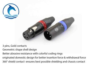 China CL-3MXB 3 Pin XLR Digital Audio Connector 24K Gold Plated For Multimedia for sale