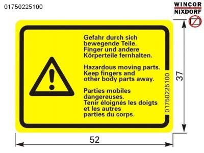 China ATM Machine ATM spare parts 1750225100 CINEO C4060 WARNING LABEL MOVING PARTS (37X52) 01750225100 IN MOUDLE 1750126457 for sale