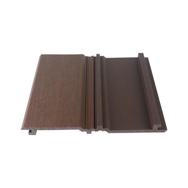 환경 친화적 인 145x20.5mm 브라운 WPC 벽 패널 및 목재 플라스틱 복합 외관 벽판