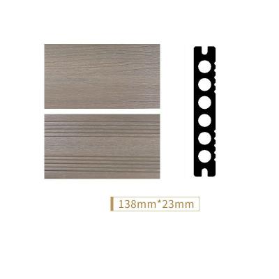 China Khaki Anti- Mildew WPC Decking Floor Wood Plastic Composite Floor Panel 138x23mm Outside Courtyard Decor for sale