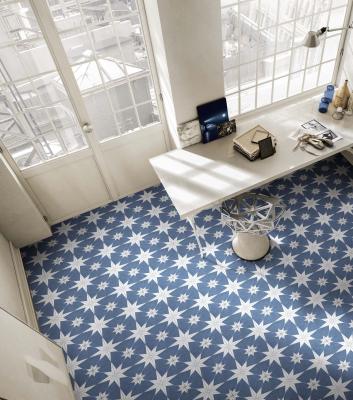 China Blue White Ceramic Rustic Tile 25x25cm Clay Floor Tile for sale