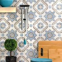 China Blue 20x20cm Ceramic Rustic Tile for Kitchen & Bathroom Walls for sale