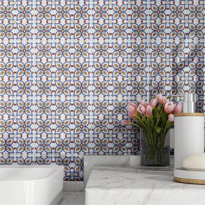 China Antiderrapante branco e vermelho 20x20cm azulejos de cerâmica floreta para a parede da cozinha e azulejos de piso duráveis para a varanda à venda