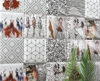 China 152x152mm White Clay Interior Wall Tiles with Geometric Patterns for sale