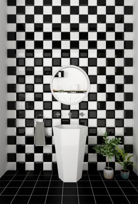 China Preto e Branco 152x152mm Gloss Subway Cerâmica Parede Pão Chapas Para Banheiro à venda