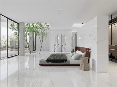 China Acid-Resistance Modern Polished White Carrara 1420x2700mm Interior Floor Polished Sintered Stone Slab For Bedroom for sale