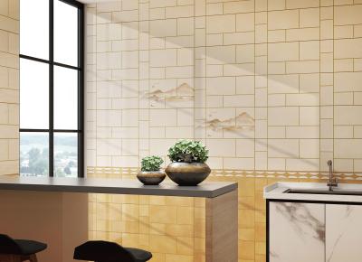 China Decorative Tiles 30x60cm Mirror Surface Ceramic Wall Tile And Light Yellow Indoor Tiles For Living Room for sale