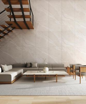 Chine Carreaux vitrés de porcelaine polie jaune clair plancher intérieur 900x1800x9mm Résistance à l'usure pour la reconstruction à vendre