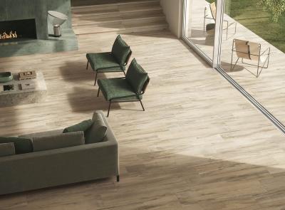 中国 耐久性のある木製ポルセランストリップ 200x1200mm 建築装飾用 茶色の床ストリップ 販売のため