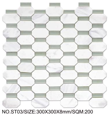 China Firebrick White 300x300mm Natural Stone Mosaic For Rebuilding and Swimming Pool for sale