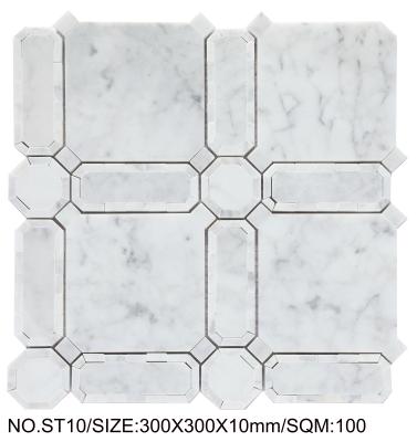 China Light Green and Beige 300x300mm Natural Stone Mosaic For Kitchen and Dining Room for sale