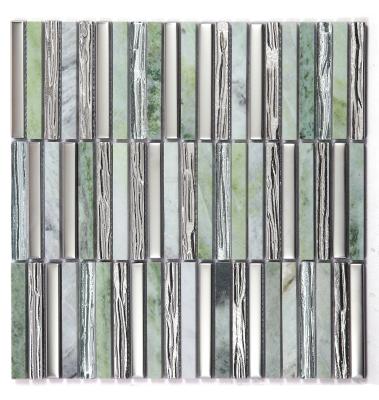 Cina Mosaici in pietra naturale per pareti interne, eleganti, 282x294mm, verdi, per camera da letto e piscina in vendita