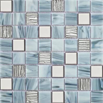 Cina Mosaici in vetro per pareti interne 304x304mm blu resistenti all'usura e alle macchie per piscina in vendita