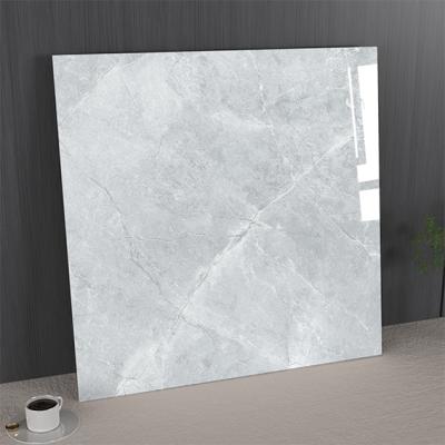 China Stain-resistant and Firebrick 1mx1m Marble Porcelain Glazed Polished Tiles For Living Room Light Gray for sale