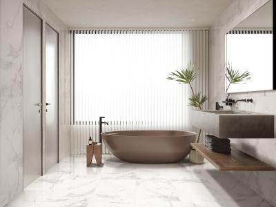 China Stylish and Eco-friendly Indoor Floor Carrara 600x1200mm Replica Glazed Porcelain Tiles For Dining Room and Living Room for sale