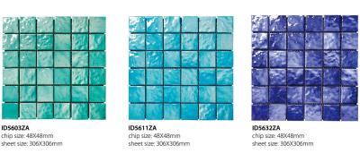 China PRIMERA Swimming Pool Mosaic Tiles 306×306mm blue Glazed Mesh Mounted 24kg/box for sale