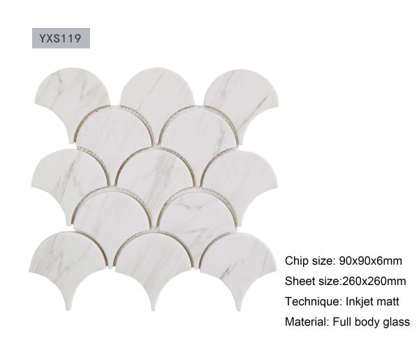 16kgs/Sheet CE Carrara Decorative Mosaic Tiles Fan Shaped Inkjet Matt Finished