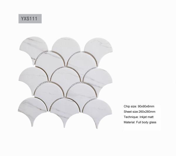 16kgs/Sheet CE Carrara Decorative Mosaic Tiles Fan Shaped Inkjet Matt Finished