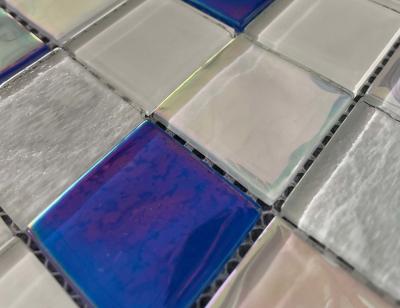 China Lighting Iridescent Decorative Mosaic Tiles Electroplating Colorful Glass 8mm for sale