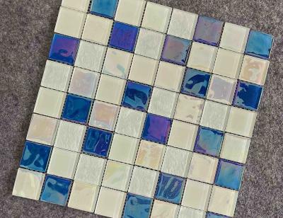 China Lighting Iridescent Decorative Mosaic Tiles Electroplating Colorful Glass 8mm for sale