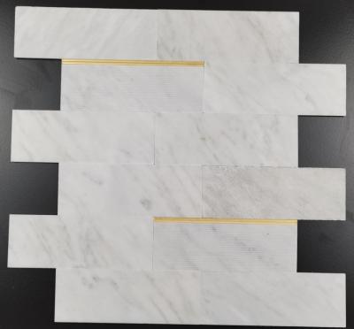 China 300x300x4mm Metal Natural Stone Mosaic Tile Blended Colors for sale