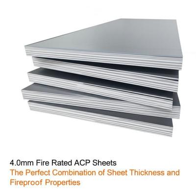 China 4.0mm Fire Rated ACP Sheets with Non-combustible Plastic Core and Polyester Coating for Easy Maintenance for sale