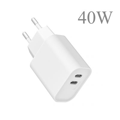 China Dual USB C Port PD Fast Charger Adapter 40W For Apple Watch & IPhone for sale