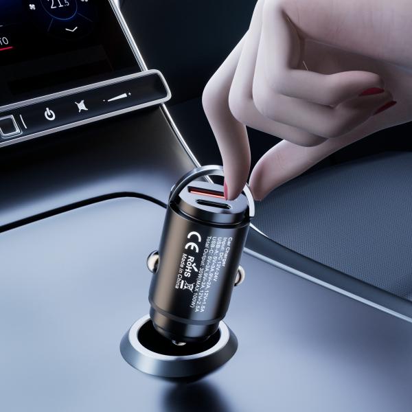 Quality Mini 2in1 Car Fast Charger 100W Type-C USB QC for Mobile Phone for sale