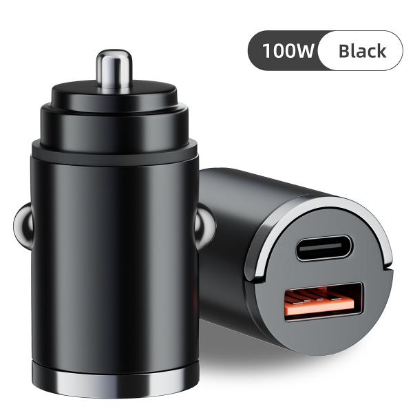 Quality Mini 2in1 Car Fast Charger 100W Type-C USB QC for Mobile Phone for sale