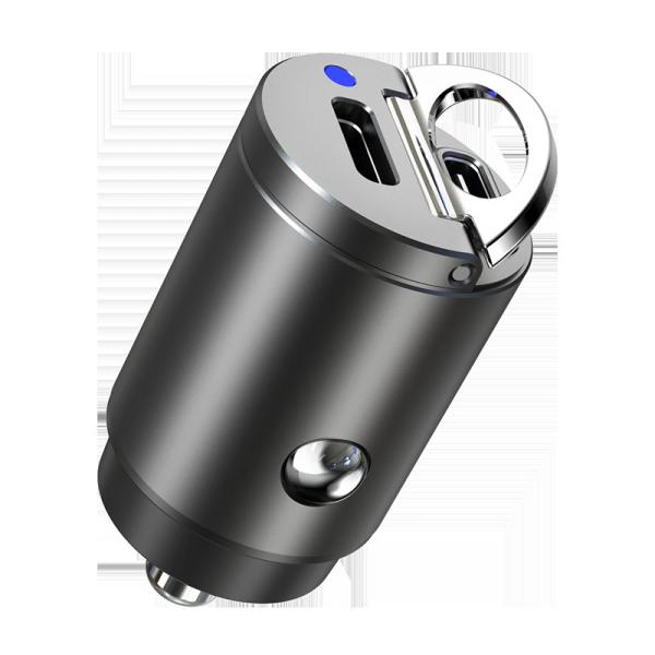 Quality 30W 2C Mini Metal Car Charger Multiple Protections Vehicle Fast Charging Adapter for sale