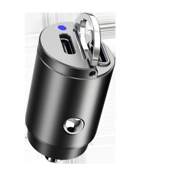 Quality 30W 2C Mini Metal Car Charger Multiple Protections Vehicle Fast Charging Adapter for sale