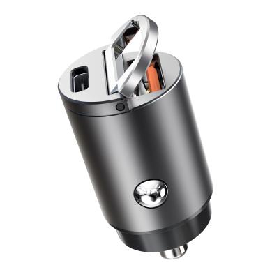 Cina Mini Pull Ring 45W Car Fast Charger Zinc Alloy PD45W/QC3.0 Flash Charge Multi Function in vendita