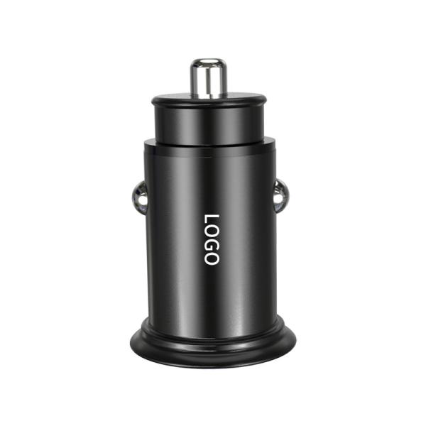 Quality Metal Mini PD QC3.0 Car Charger Dual Port Usb C OEM/ODM 48W With Light Charger for sale