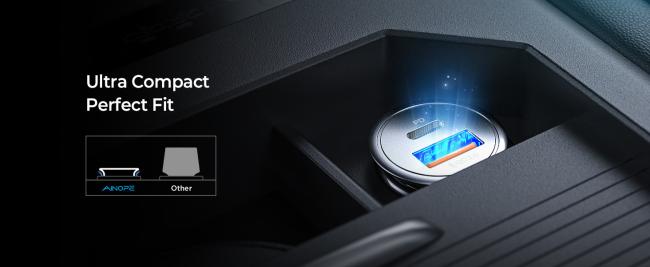 48W Dual Port USB C Car Charger with LED indicator light