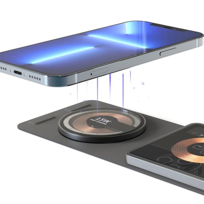 Dual alloy magnetic wireless charger front view