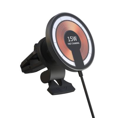 China Magnetic Glass Aluminum Alloy Wireless Car Charger Round 15W Removable 2 In 1 for sale