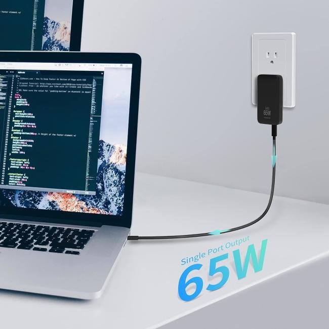 Comparison showing size advantage of GaN charger