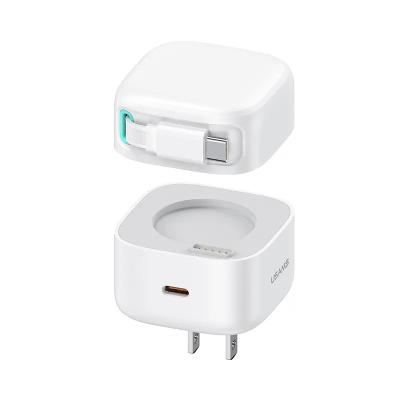 China Eu Plug 35W PD GaN Adaptador de alimentación de escritorio tipo C con cable magnético retráctil en venta