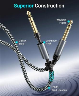 Cina Cavo da chitarra 24K dorato 6.35mm Shell in alluminio 6.35mm Maschio a maschio per microfono in vendita